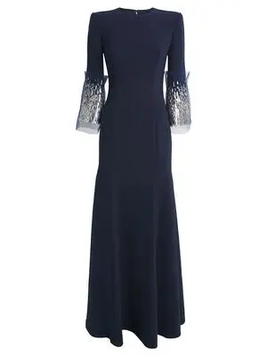 Jenny Packham Embellished-cuff Anita Maxi Dress - Black