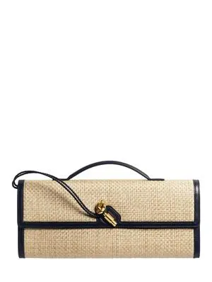 Bottega Veneta Raffia Andiamo Clutch Bag - White