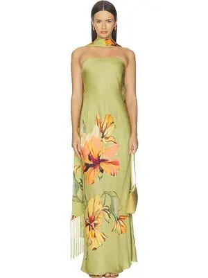 Rococo Sand Strapless Maxi Dress With Fringe Sash In . Also - Olive