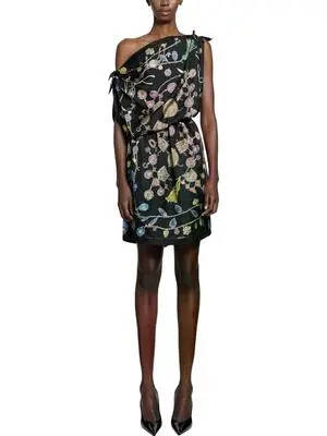 Versace Jewellery-print One-shoulder Mini Dress Black