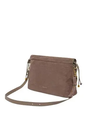 COCCINELLE Small Lidia Logo-embossed Suede Shoulder Bag - Brown