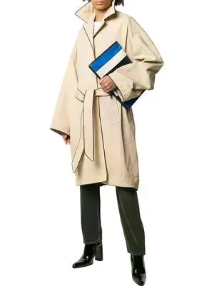 Balenciaga Contrast Trim Trench Coat - Neutrals