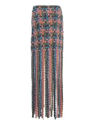 Ulla Johnson Fringed Macramé Cotton Knit Skirt - Multi
