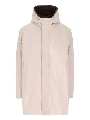 Herno Hooded Concealed-fastening Coat - Neutrals