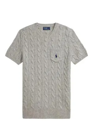 Polo Ralph Lauren Cable-knit Chest-pocket Top - Grey