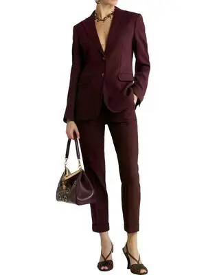 Etro Cropped Wool Jacquard Trousers With Medallion Motif - Red