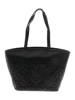 Moschino Quilted Embossed-logo Tote Bag - Black
