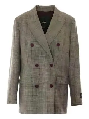 Pinko Double-breasted Checked Blazer - Neutrals