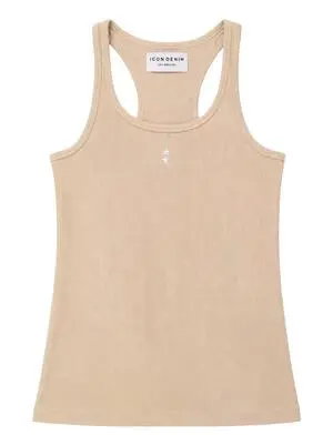 ICON DENIM LOS ANGELES Ribbed-knit Star-patch Top - Neutrals