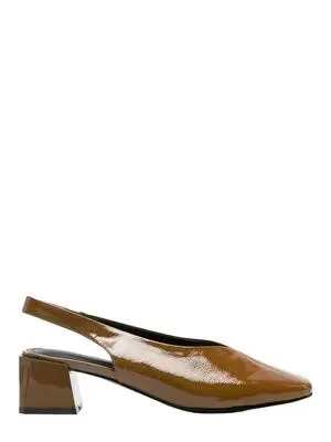 LINDA BAUMANN Patent-finish Slingback Pumps - Brown
