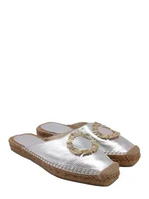 JIMMY CHOO Nadene Embellished Espadrilles - Silver