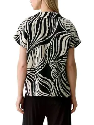 Joseph Ribkoff Abstract-print Short-sleeve Blouse - Black