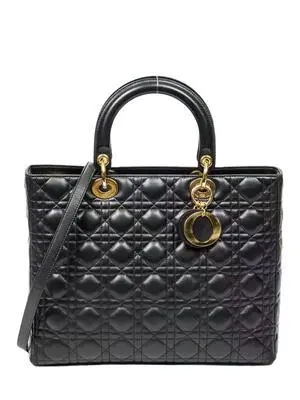 Dior Large Lady Cannage Tote Bag - Black