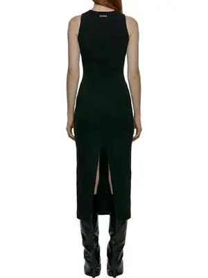 Attico Crew-neck Midii Dress - Black