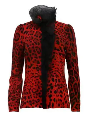 Dolce & Gabbana Leopard-print Ruffled Blouse - Red
