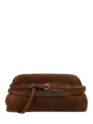 Moschino Belted Suede Clutch Bag - Brown