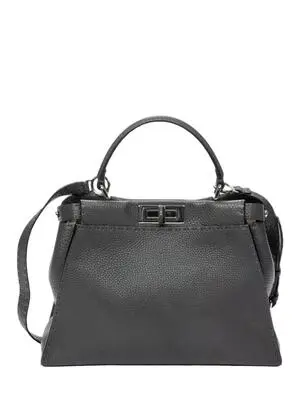 Fendi Medium Peekaboo Leather Tote Bag - Grey