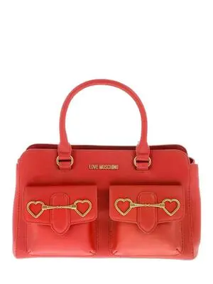 Moschino Medium Heart Bit Tote Bag - Red