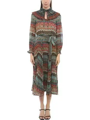 La DoubleJ Nefertiti Giza Pleated Midi Dress - Brown