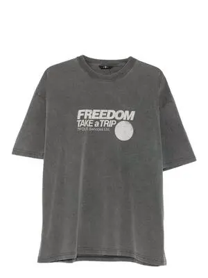 7 For All Mankind Graphic-print Crew-neck T-shirt - Grey