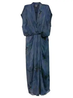 Giorgio Armani Floral-print Midi Dress - Blue