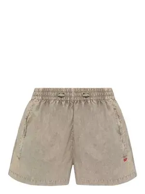 DIESEL® S-oul Logo Embroidered Mini Shorts - Neutrals
