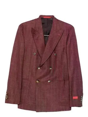 Isaia Double-breasted Pinstripe Suit - Red