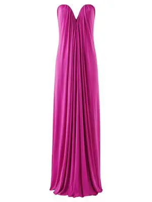 THE NEW ARRIVALS ILKYAZ OZEL Olivienne Strapless Jersey Maxi Dress - Fuchsia