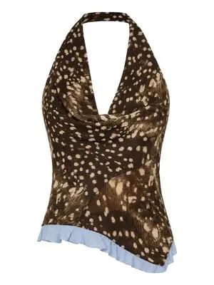Carmen Says Ice Noir Animal Print Halter Top - Black
