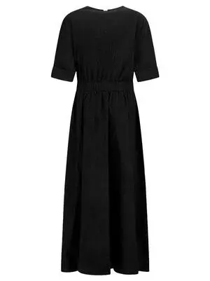 Herno Belted Seersucker-texture Midi Dress - Black