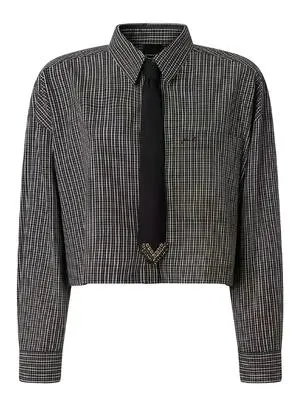 Pinko Check-pattern Cropped Shirt - Black