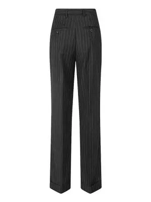 SEMICOUTURE Lola Pinstripe-pattern Turn-up Trousers - Grey