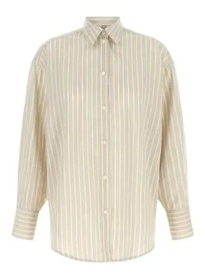 TOTEME Striped Oversized Shirt - Yellow