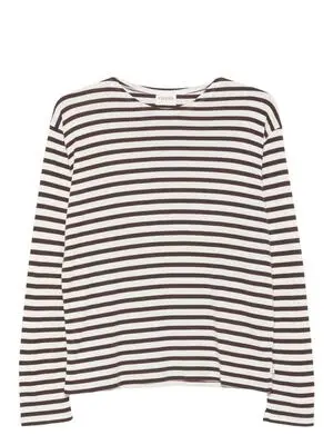 Closed Striped Cotton Blend T-shirt - Brown