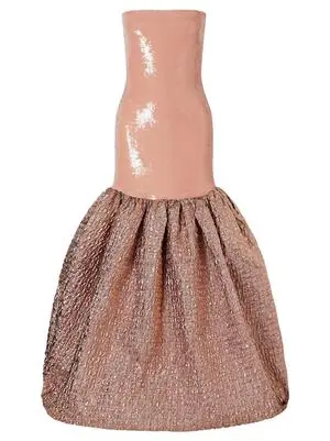 DIMA AYAD Sequin-embellished Cloqué Gown - Orange