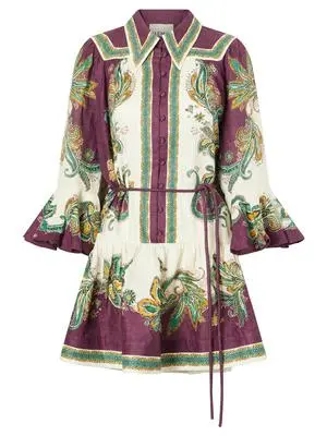 ALEMAIS Ruthie Belted Ruffled Floral-print Linen Midi Dress - Multi