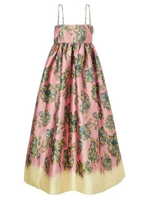 ALEMAIS Faye Tie-detailed Floral-print Twill Midi Dress - Multi