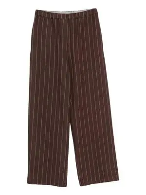 ALYSI Wool Striped Wide-leg Trousers - Brown
