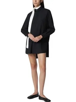 Sacai Wool-blend Mini Shirt Dress - Black