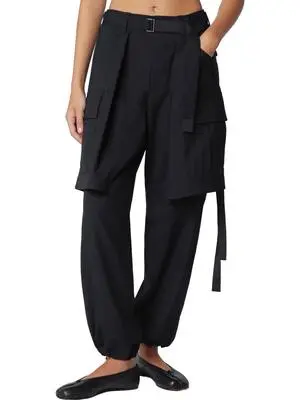 Sacai Wool-blend Cargo Trousers - Black
