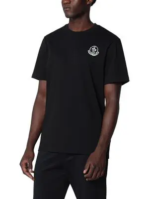 Moncler Cotton Jersey T-shirt With Logo Patch - Black