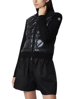Moncler Quilted Front Zip-up Sweatshirt - Black