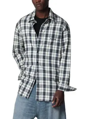 Balenciaga Regular-fit Checked Cotton Flannel Shirt In White/black - Multicolor