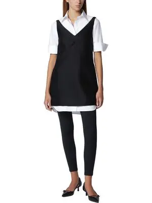 Balenciaga Hybrid Chemisier Mini Dress In Wool And Silk - Black