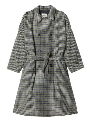 DOUUOD Double-breasted Wool-blend Trench Coat With Check Pattern - Beige