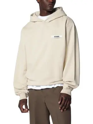 Jacquemus Hoodie With Grosgrain Logo - Beige