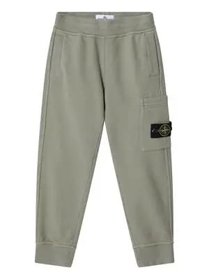 Stone Island Moss Cotton Jogging Trousers With Compass Patch - Green