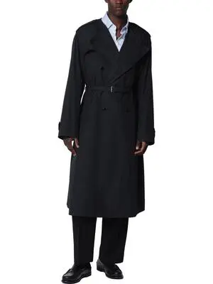 Prada Double-breasted Cotton-blend Trench Coat - Black