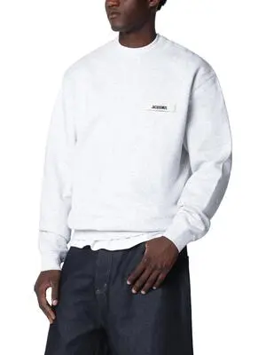 Jacquemus Crewneck Sweatshirt With Grosgrain Logo - Grey