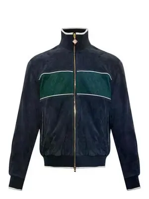 Casablanca Monogram-pattern Suede Sport Jacket - Blue